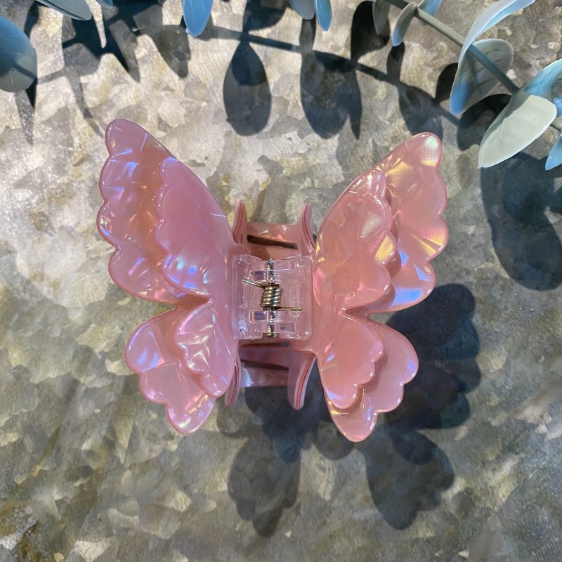 Hårklämma - Dubbel Fjäril Rosa - Frisorshop.se