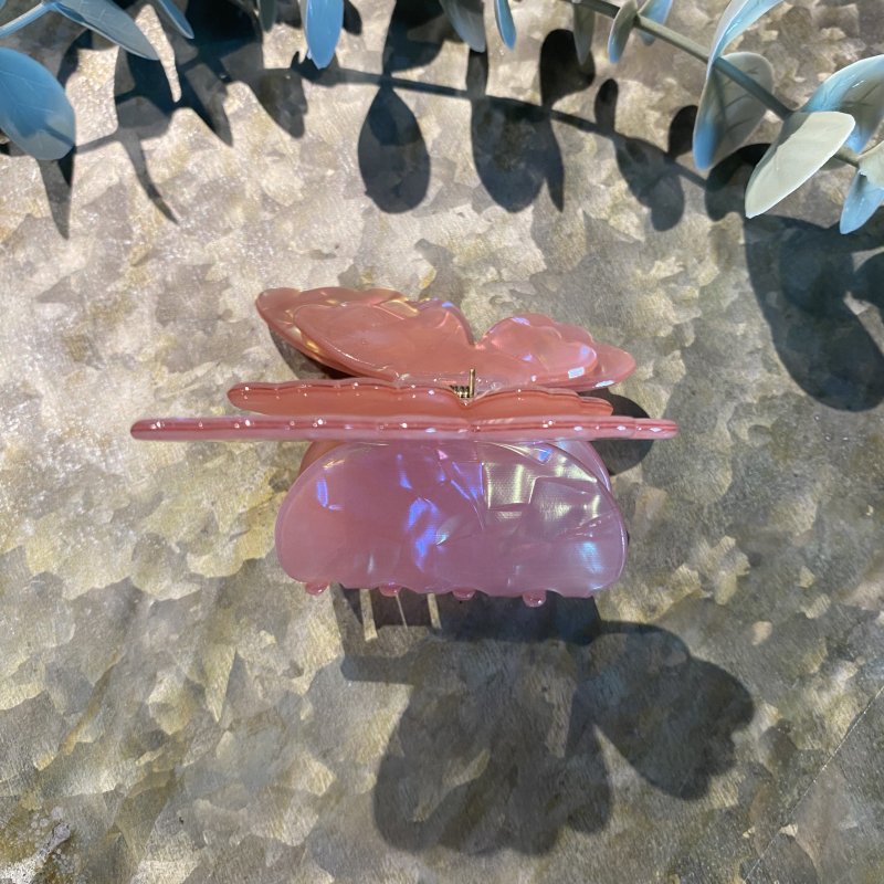 Hårklämma - Dubbel Fjäril Rosa - Frisorshop.se