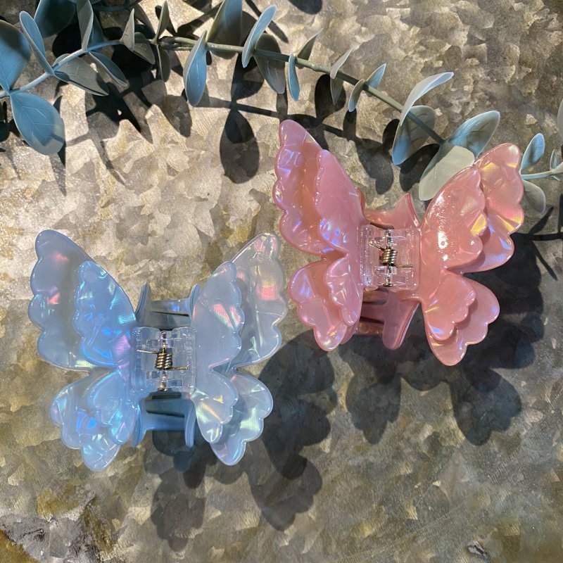 Hårklämma - Dubbel Fjäril Rosa - Frisorshop.se